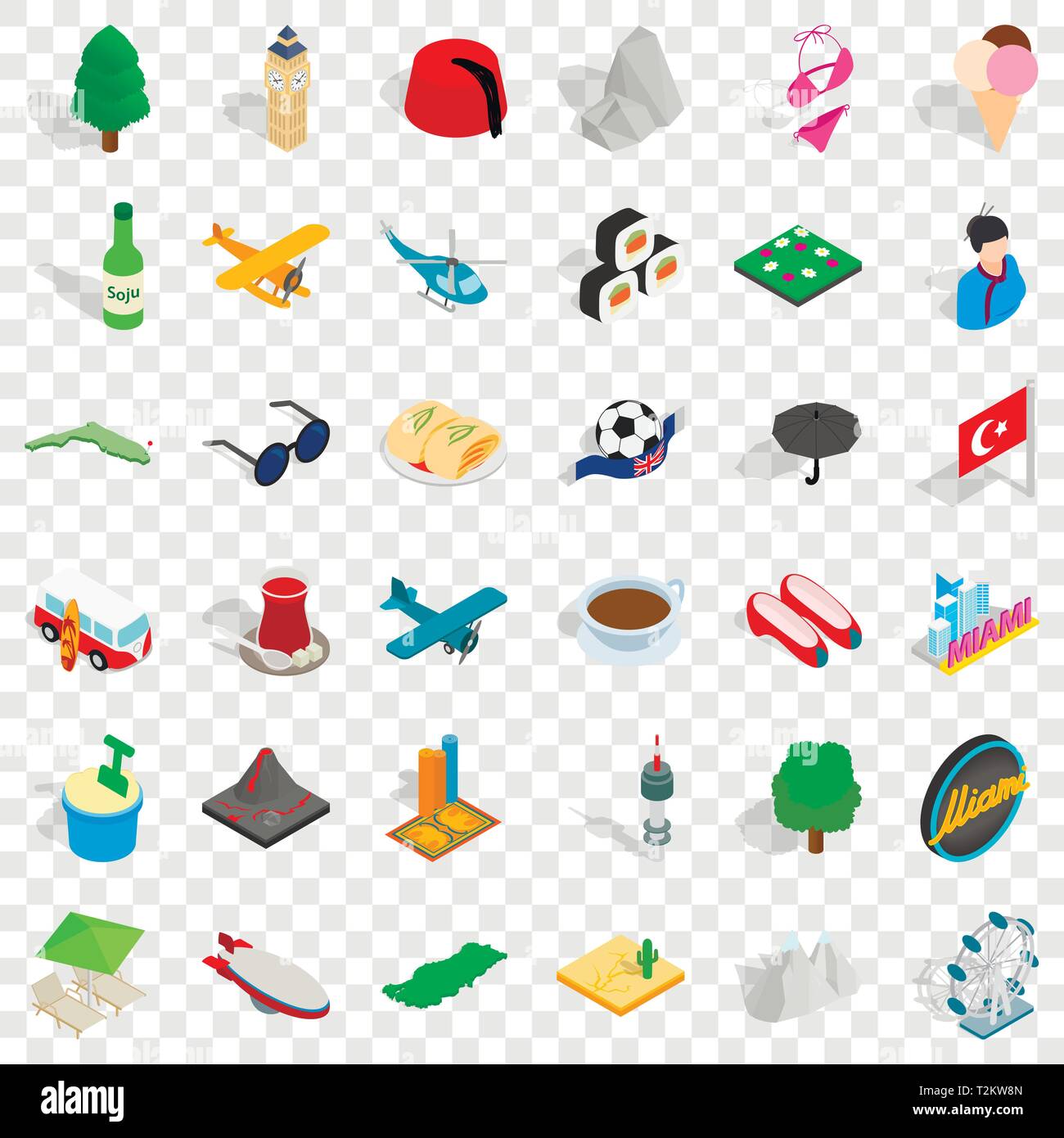 Good landmark icons set. Isometric style of 36 good landmark vector ...