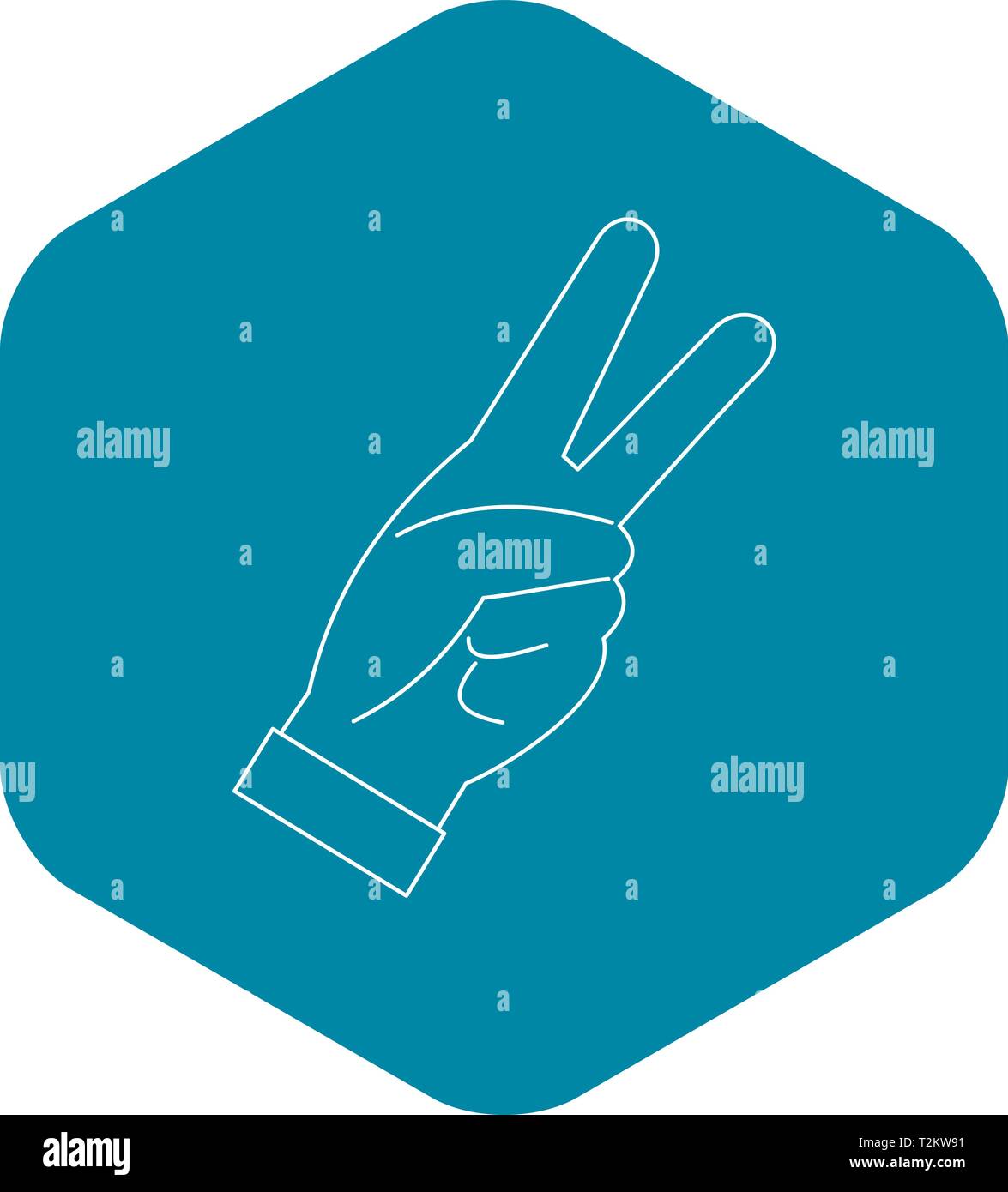 Hand with two fingers icon. Outline illustration of hand with two ...