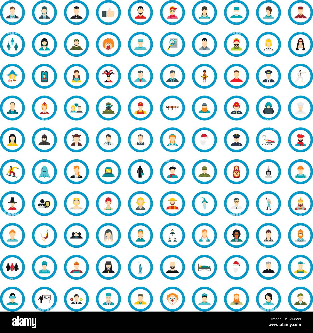 100 person icons set in flat style for any design vector illustration ...