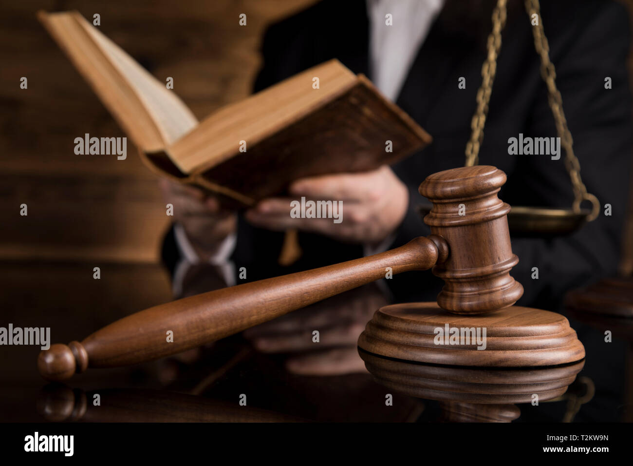 Courtroom, Judge, male judge in black mirror background Stock Photo - Alamy