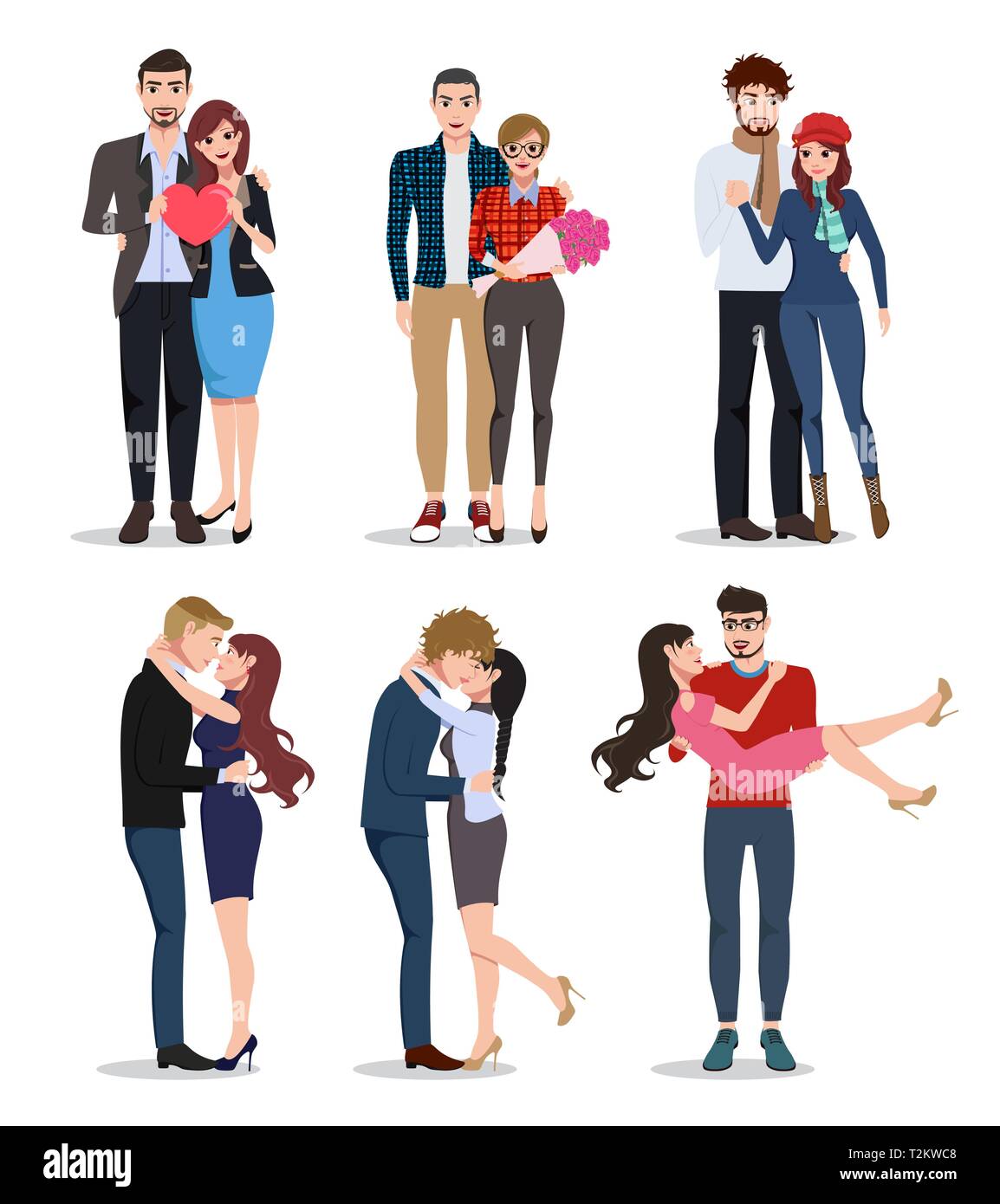 Couple vector characters set. Valentines lovers in relationship dating ...