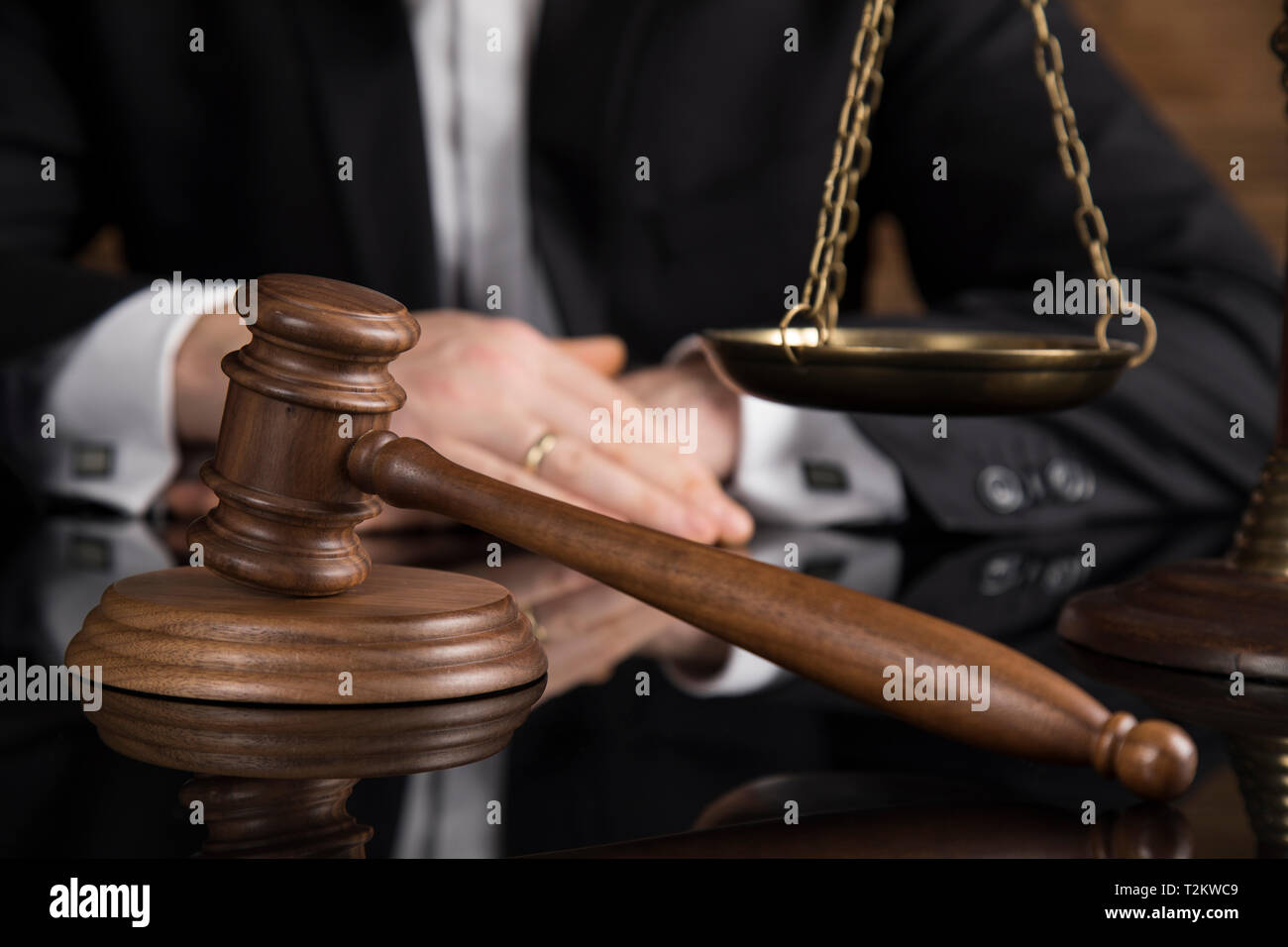 Courtroom, Judge, male judge in black mirror background Stock Photo - Alamy