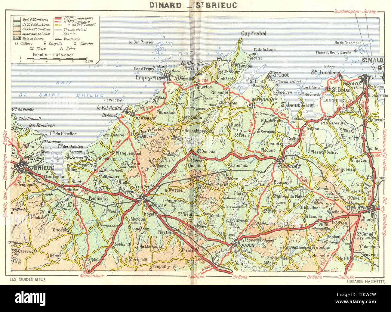 ILLE-VILAINE. De Dinard a St-Brieuc 1948 old vintage map plan chart ...