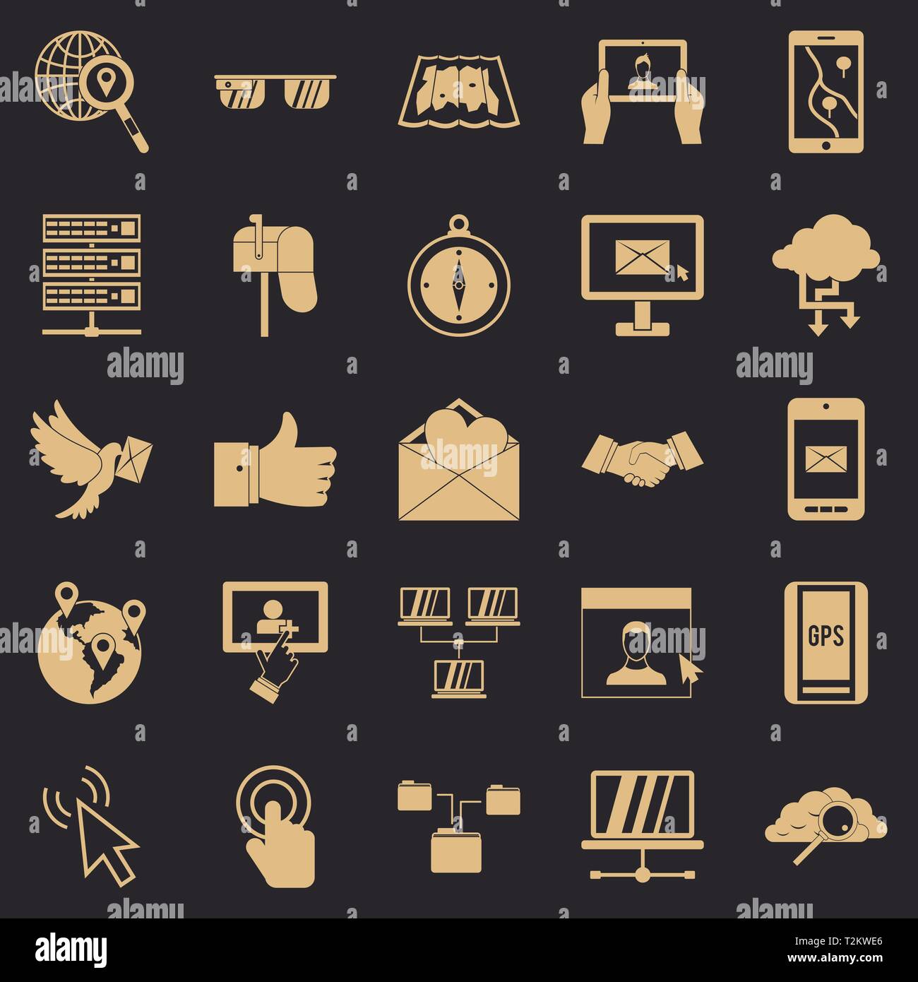 Pigeon mail icons set. Simple set of 25 pigeon mail vector icons for ...