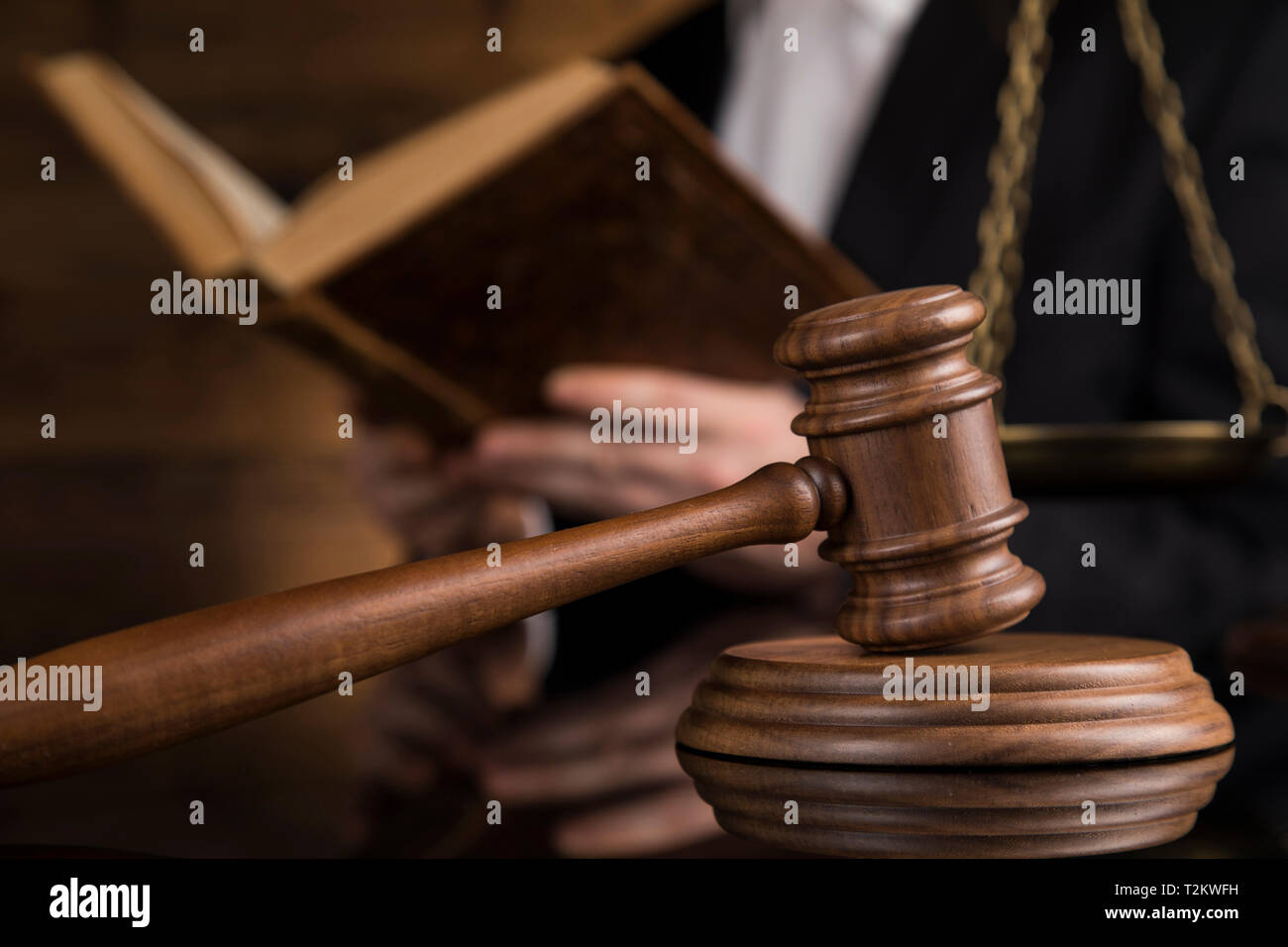 Courtroom, Judge, male judge in black mirror background Stock Photo - Alamy
