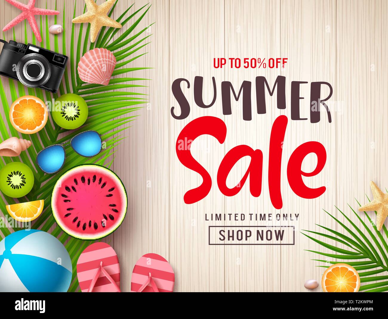 Summer sale vector banner background template. Summer discount ...