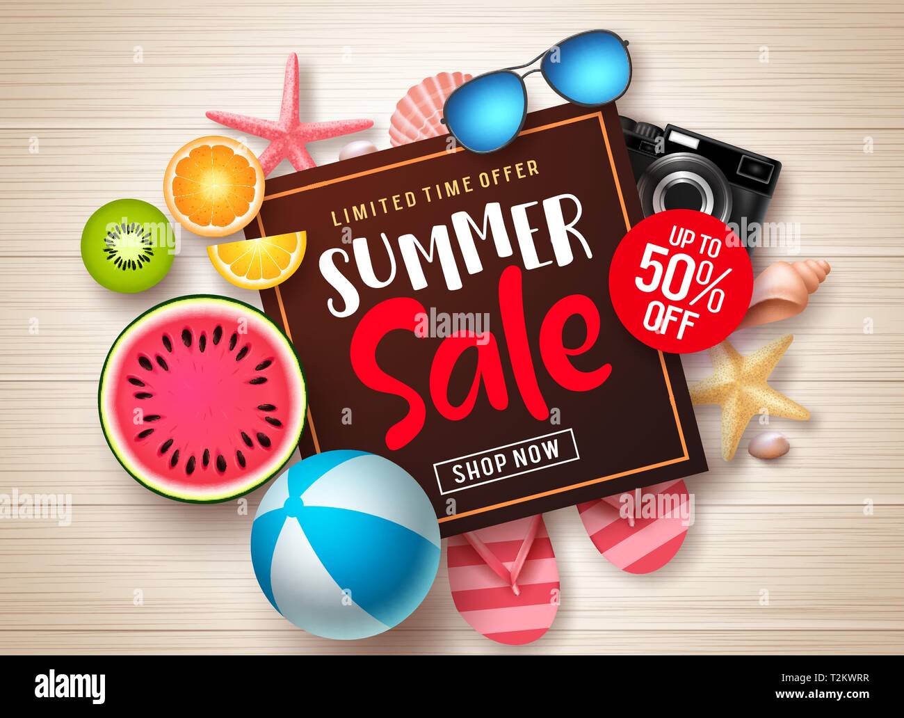 Summer sale vector banner template. Summer sale promotional discount ...