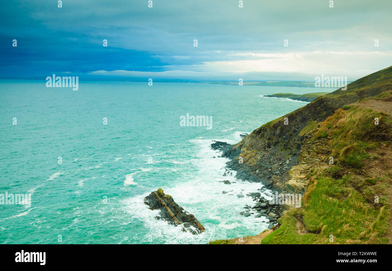 Irish landscape. Coastline atlantic ocean rocky coast scenery. County ...