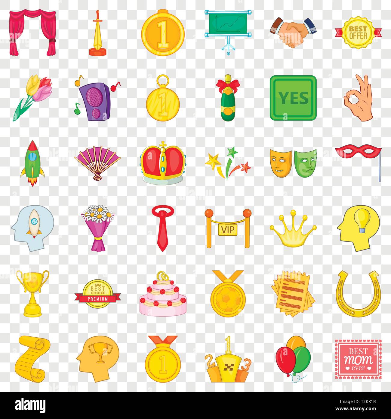 Prize icons set. Cartoon style of 36 prize vector icons for web for any ...