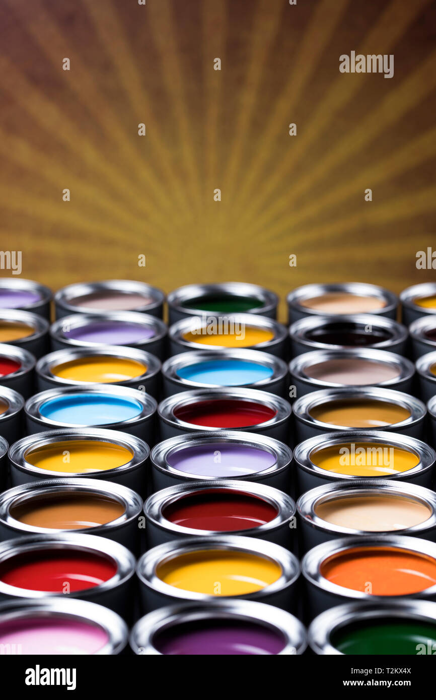 Paint cans color palette and Rainbow colors Stock Photo - Alamy