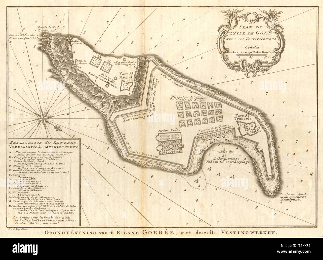 'Plan de l’lsle de Gorée…'. Île de Goree, Dakar, Senegal. BELLIN/SCHLEY ...