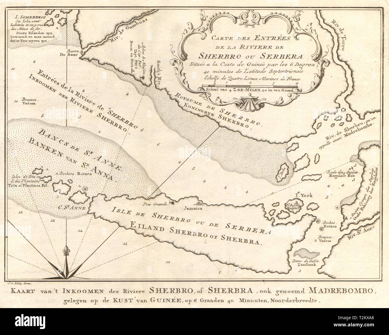'Entrées de la rivière de Scherbro'. Sherbro Sierra Leone BELLIN/SCHLEY ...