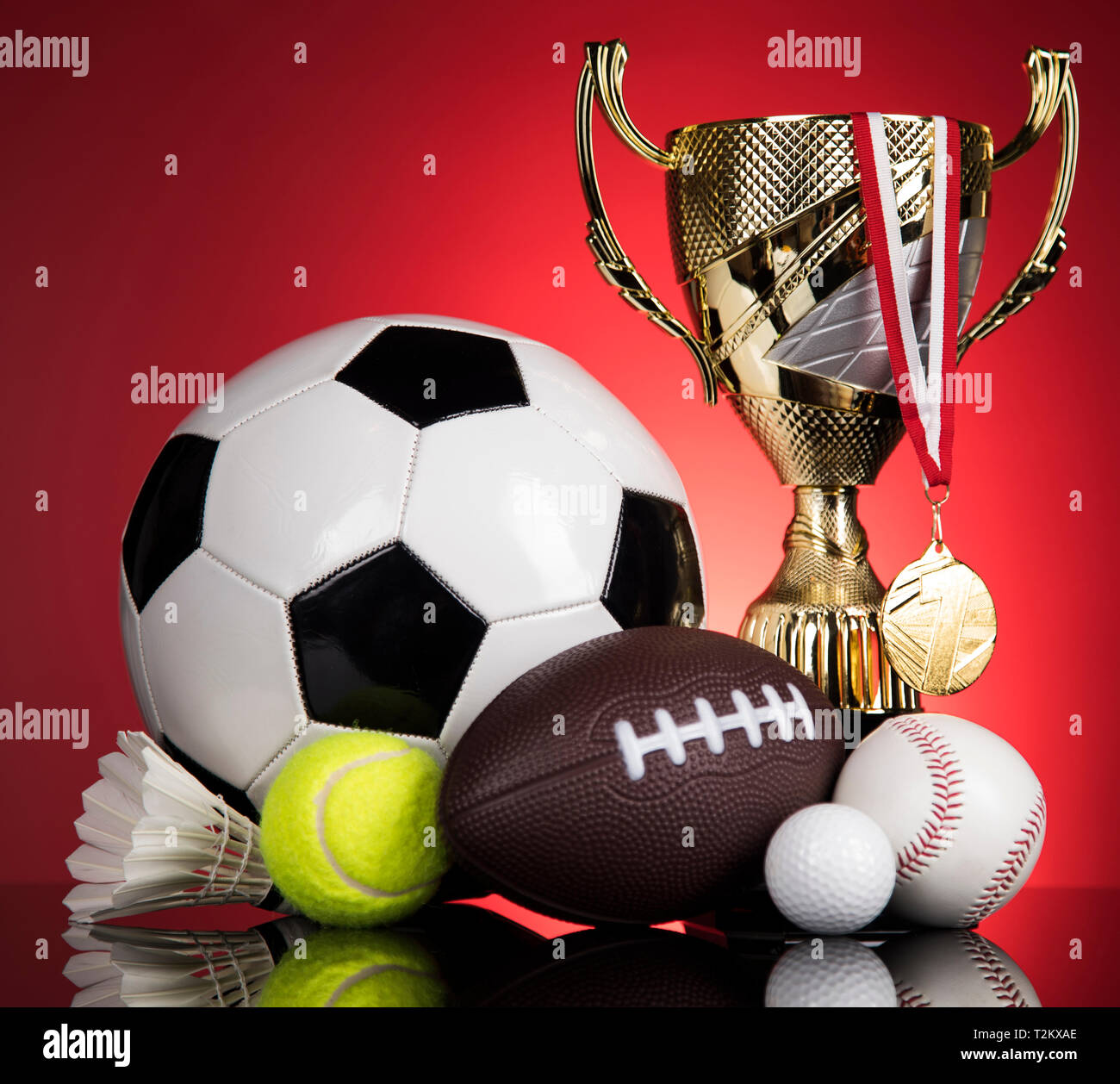 Award winning and championship concept, trophy cup on sport background ...