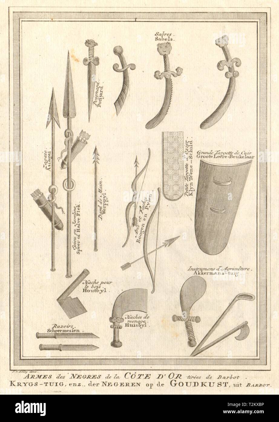 Armes des Négres de la Côte d’Or. Ghana. Gold Coast weapons. Barbot ...