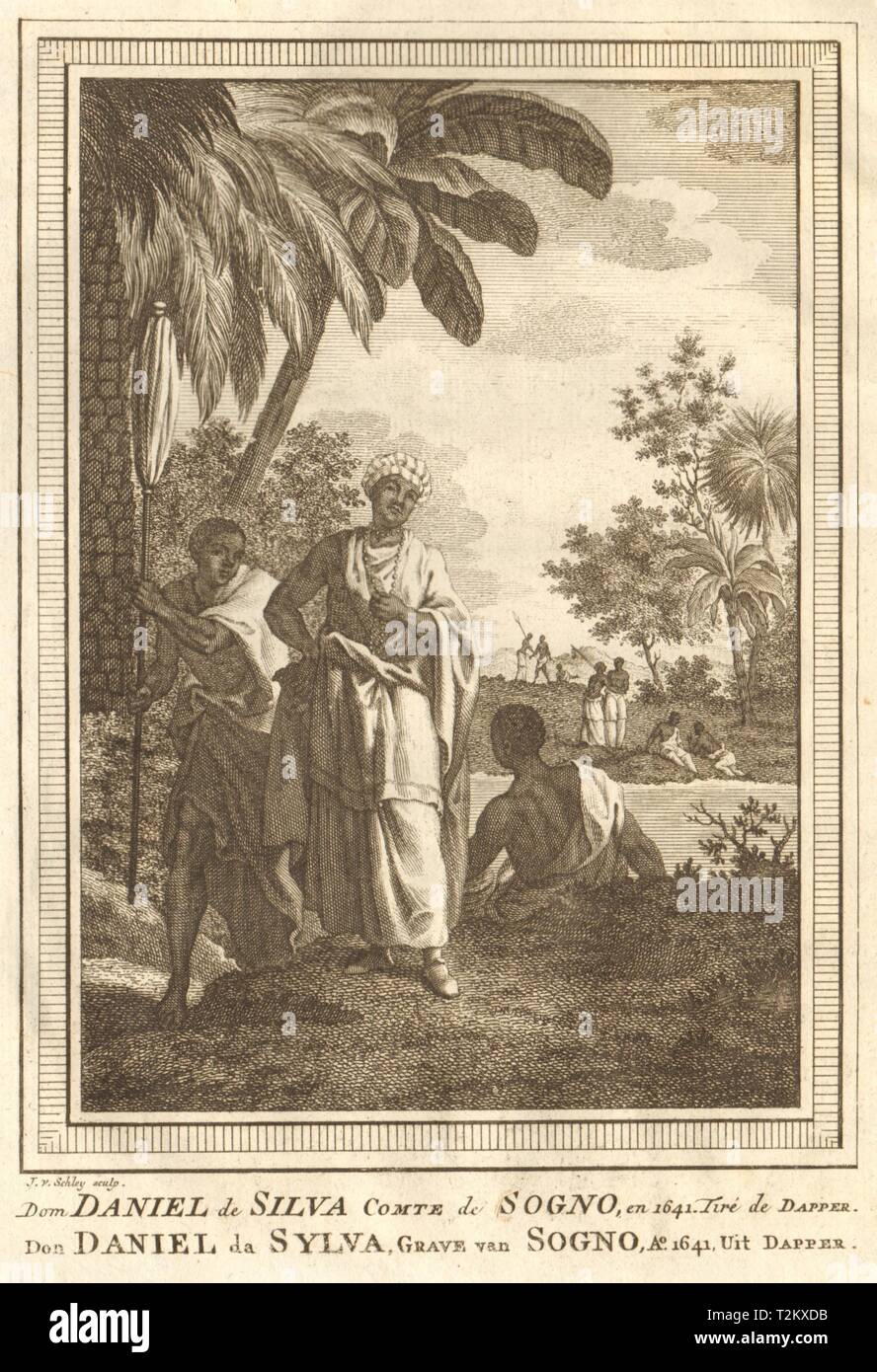 Dom Daniel de Silva, Count of Soyo, in 1641. Angola. SCHLEY 1748 old ...