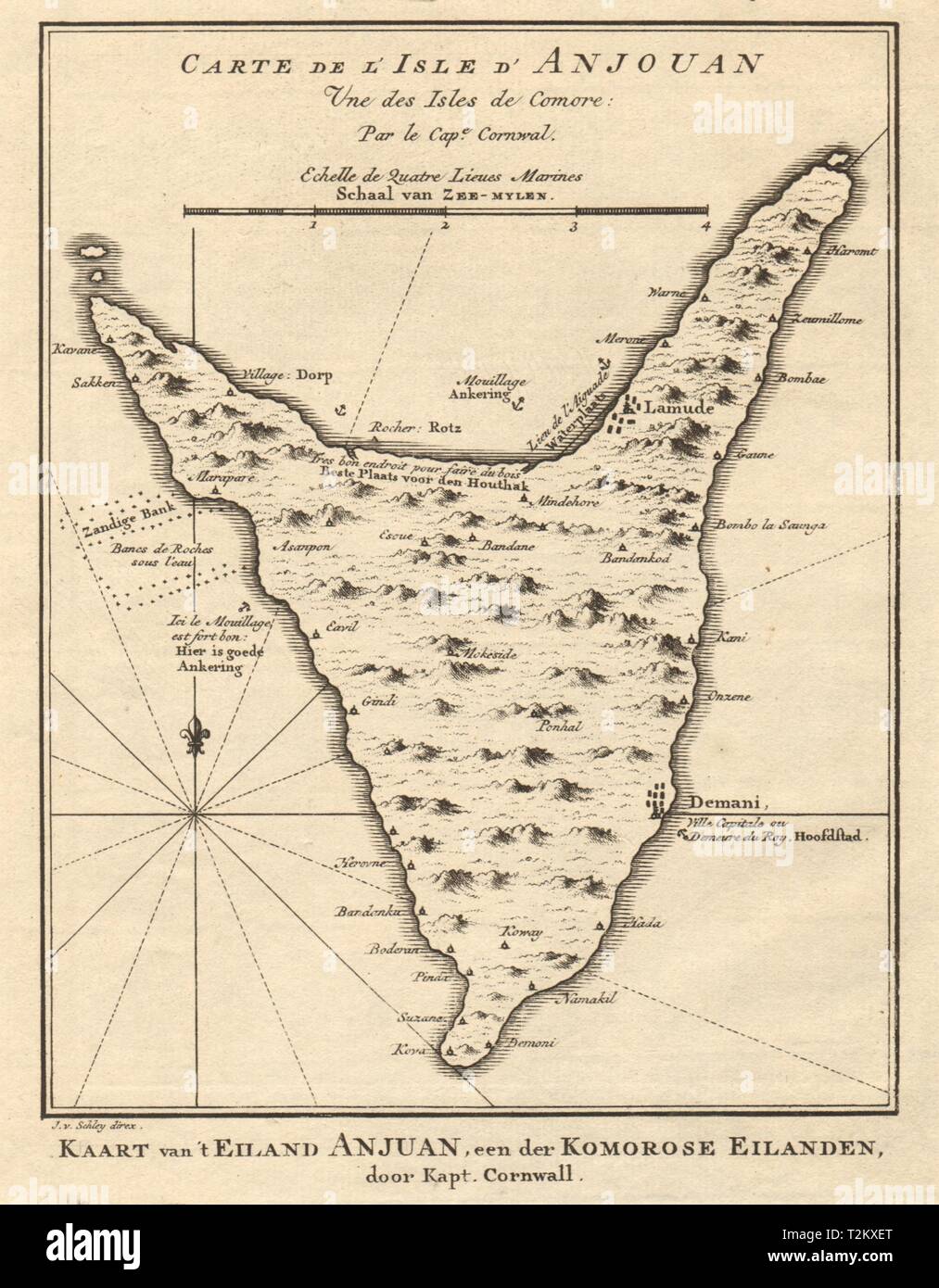 'L’lsle d’Anjouan, une des lsles de Comorre'. Comoros. BELLIN/SCHLEY ...