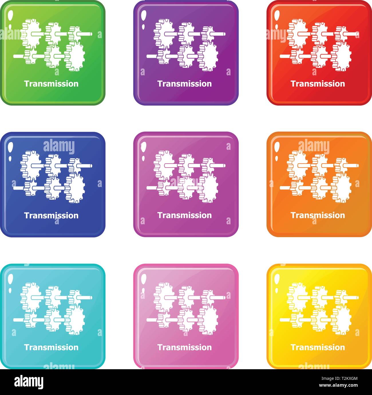 Transmission icons set 9 color collection isolated on white for any ...