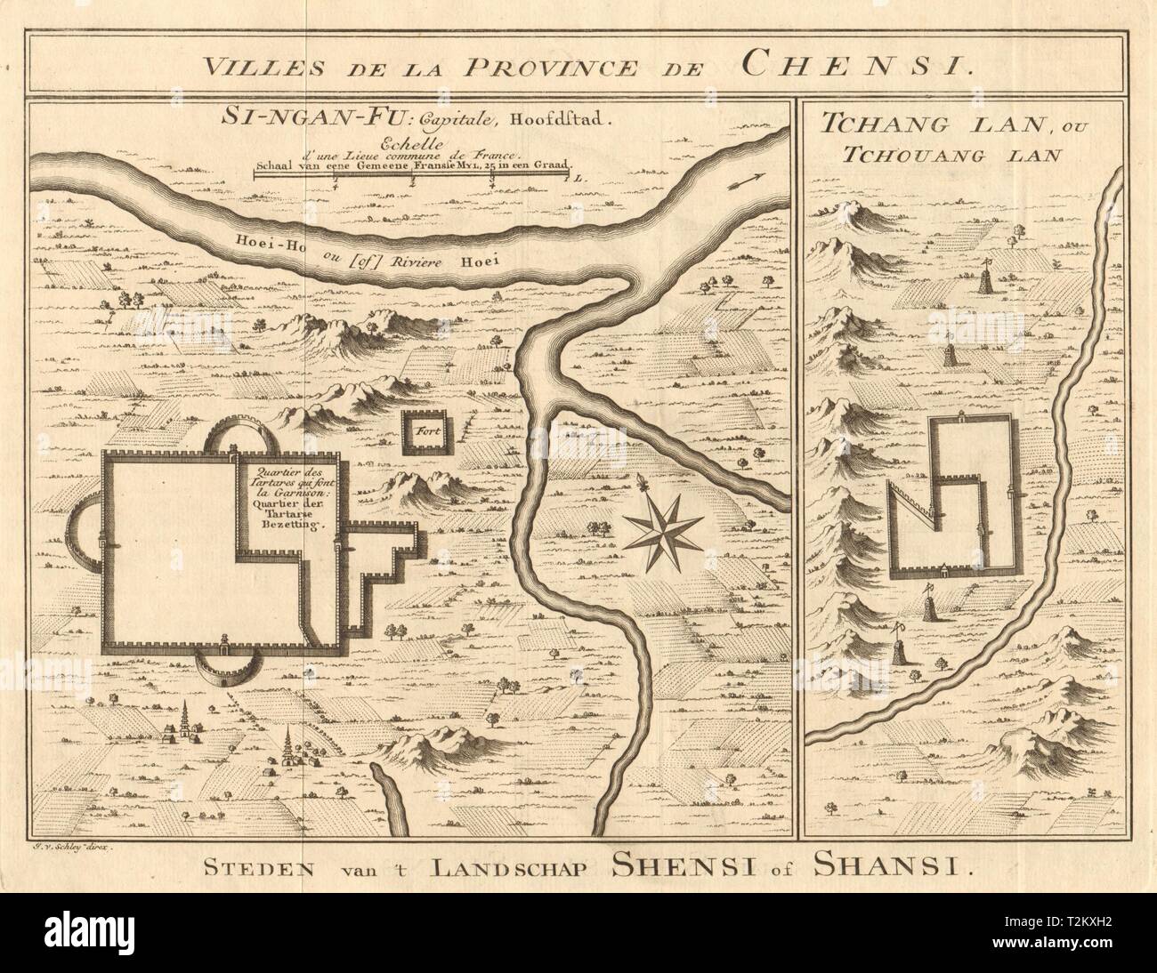 XIAN (Si-Ngan) city plan. Shuiluo, Zhuanglang Gansu China BELLIN/SCHLEY ...