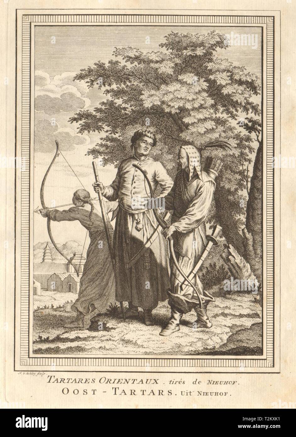 'Tartares Orientaux tirés de Nieuhof'. China Tatar. Archery. SCHLEY ...