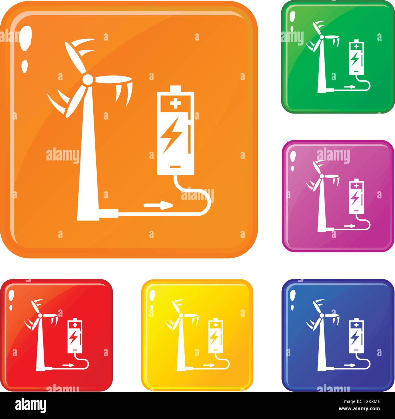 Modern wind turbine icons set collection vector 6 color isolated on ...