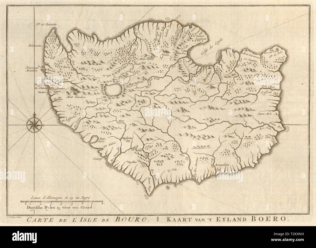 'Carte de I’lsle de Bouro'. Buru island, Molucca/Maluku. BELLIN/SCHLEY ...