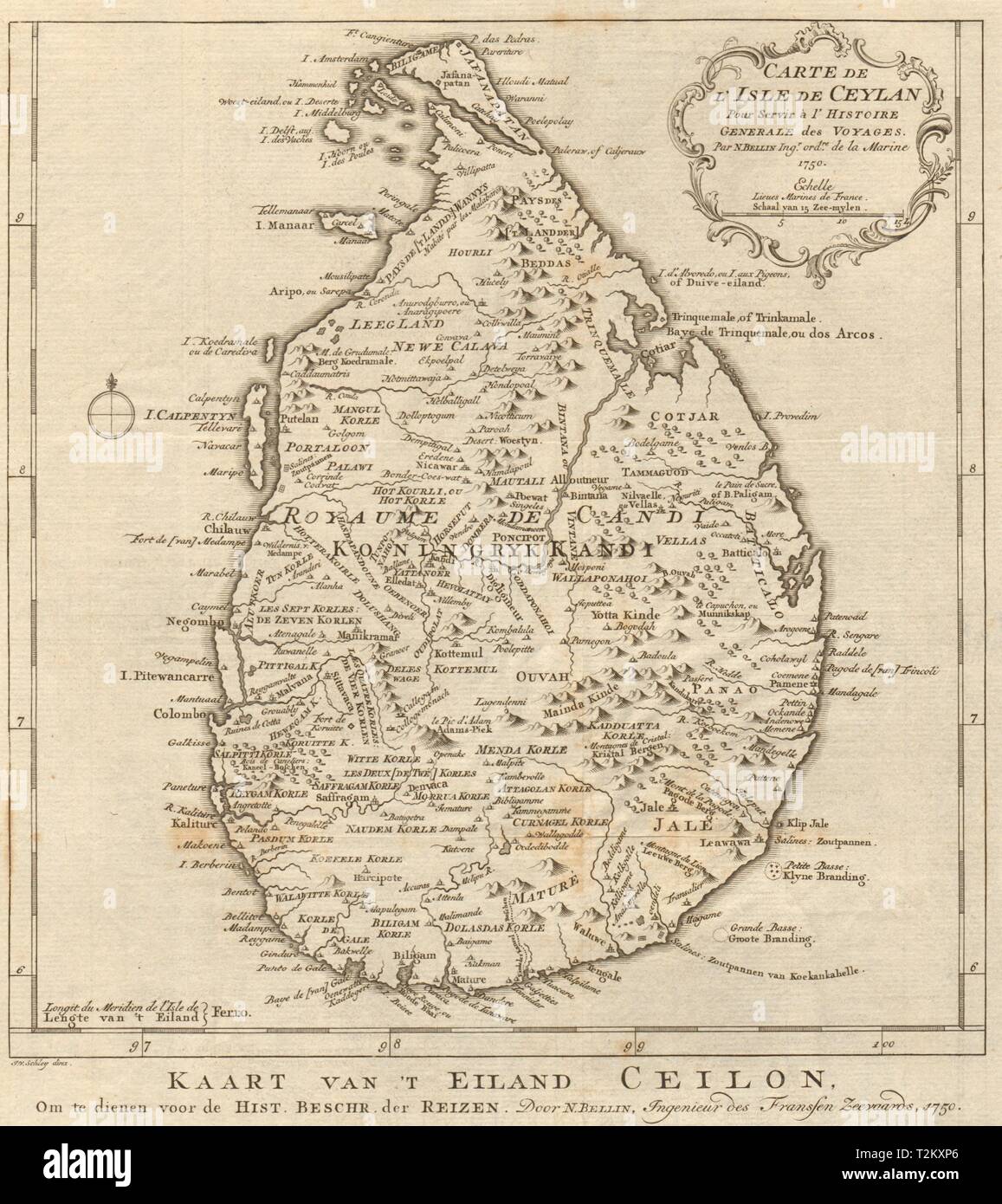 'Carte de l’lsle de Ceylan'. Sri Lanka. Island of Ceylon. BELLIN/SCHLEY ...