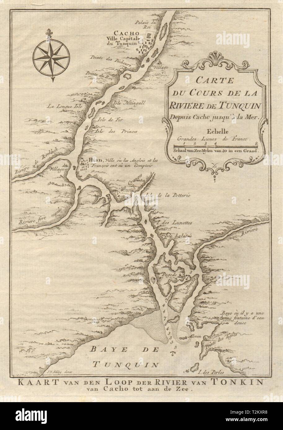 'La Rivière de Tonquin…'. Red River, Vietnam. Hanoi. BELLIN/SCHLEY 1755 ...