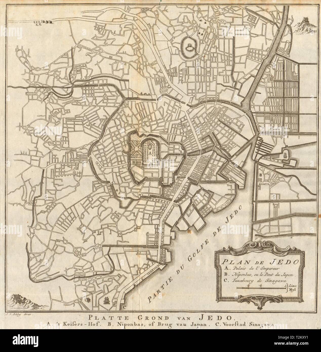 'Plan de Jedo'. Tokyo town city plan. Japan. BELLIN/SCHLEY 1756 old map ...