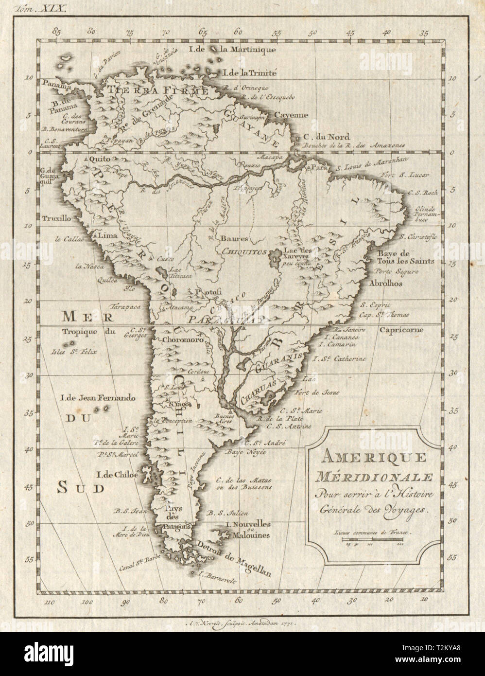 'Amerique Méridionale'. South America. BELLIN/SCHLEY 1772 old antique ...