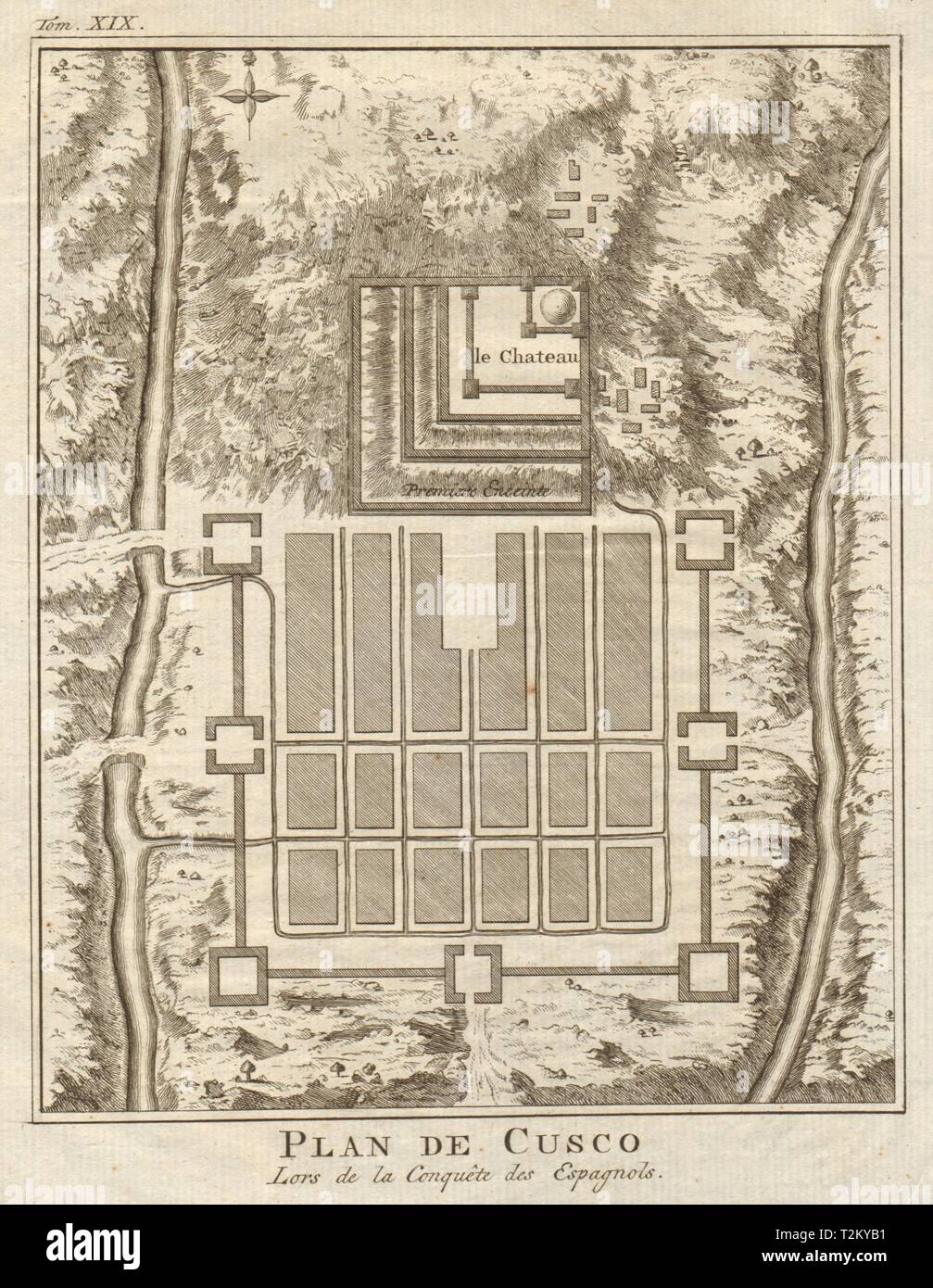 Town city 'Plan de Cusco'. Peru. BELLIN / SCHLEY 1772 old antique map ...