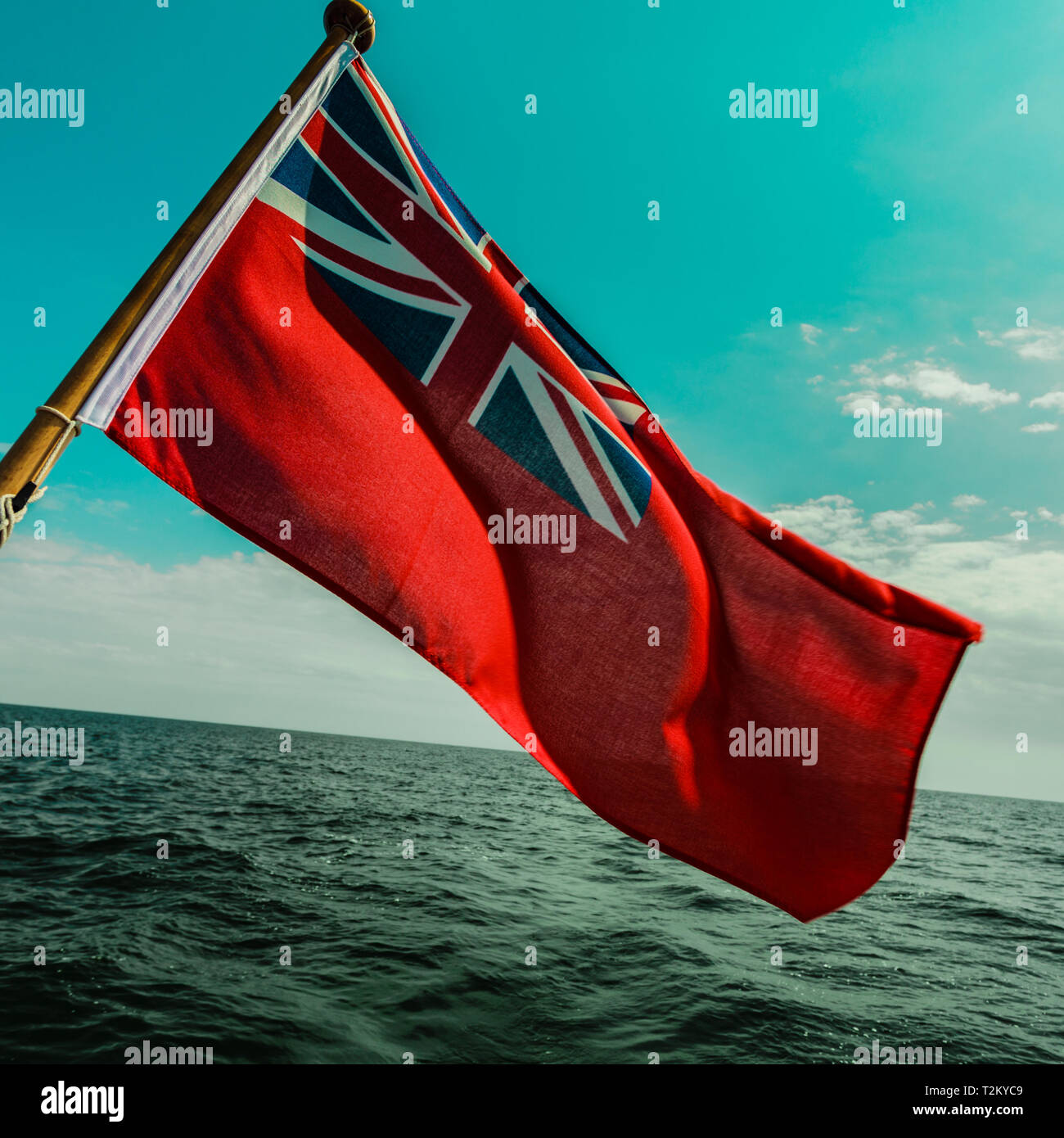 The uk red ensign the british maritime flag flown from yacht sail boat ...