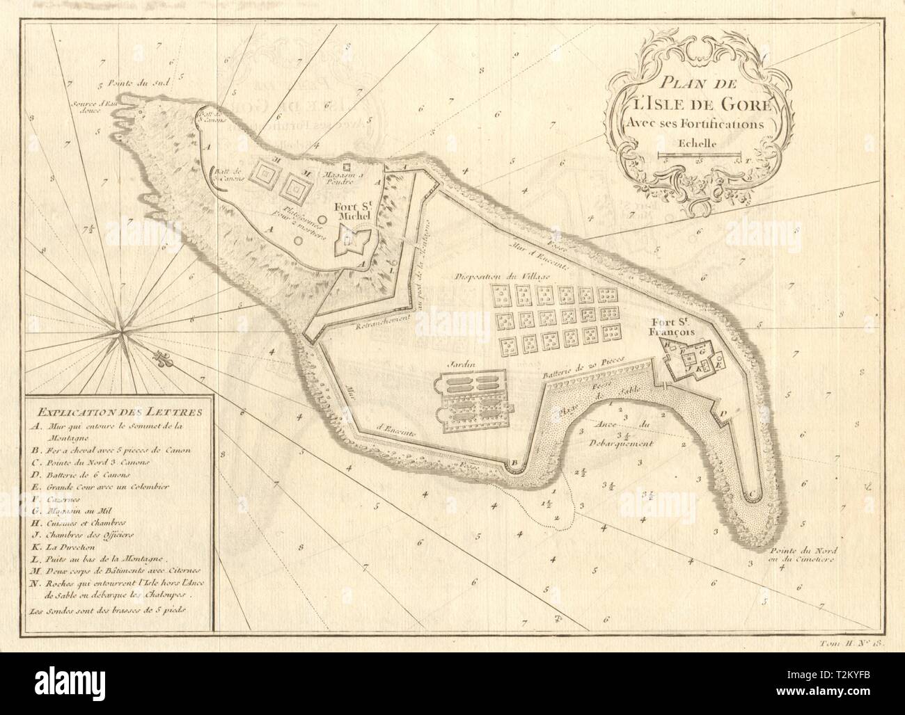 'Plan de l’lsle de Goré…' Île de Goree Dakar Senegal Slave trade BELLIN ...