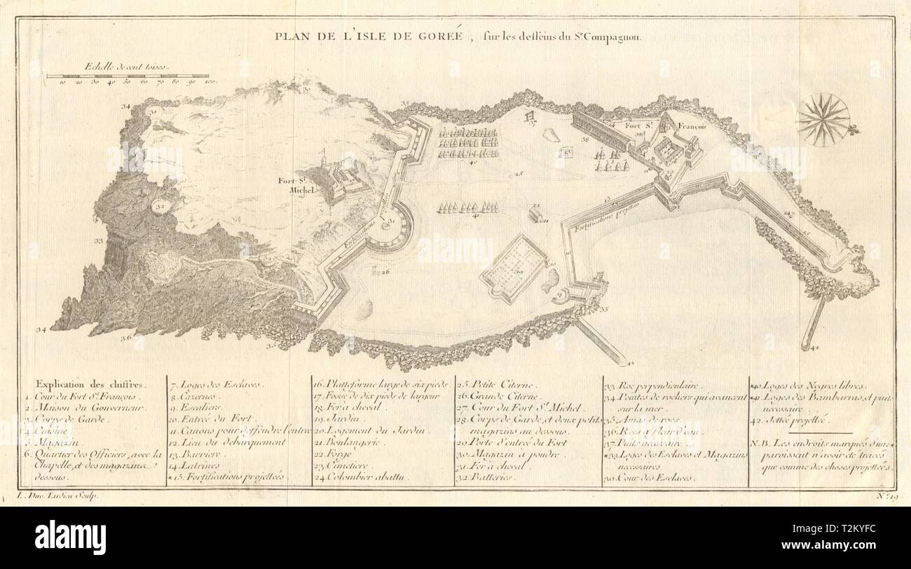 'Plan de l’lsle de Gorée'. Île de Goree Dakar Senegal. Compagnon/BELLIN ...