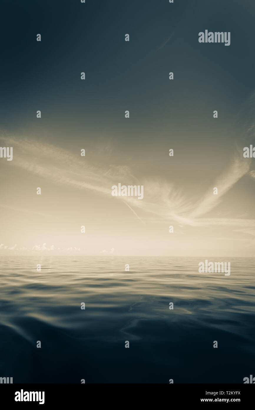 Beautiful seascape evening sea horizon and sky. Tranquil scene. Natural ...