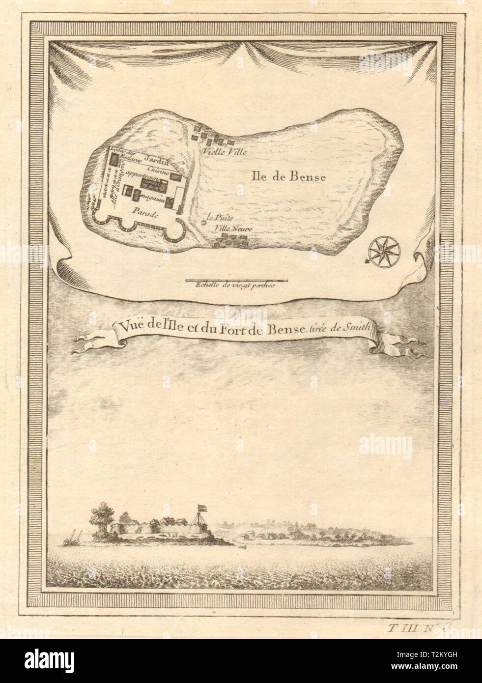 'Vue de I’Isle & du Fort de Bense'. Bunce Island, Sierra Leone. BELLIN ...
