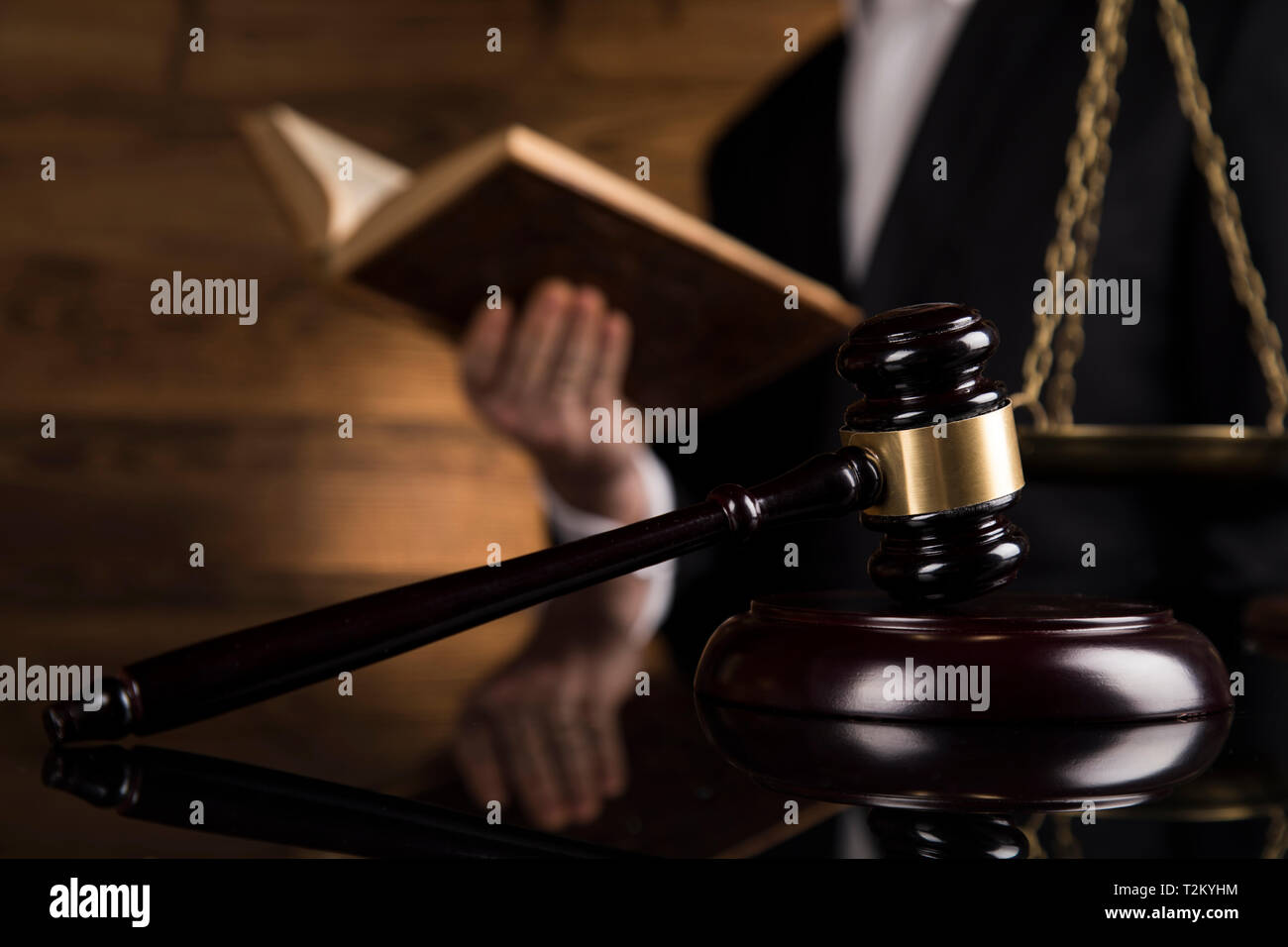 Courtroom, Judge, male judge in black mirror background Stock Photo - Alamy