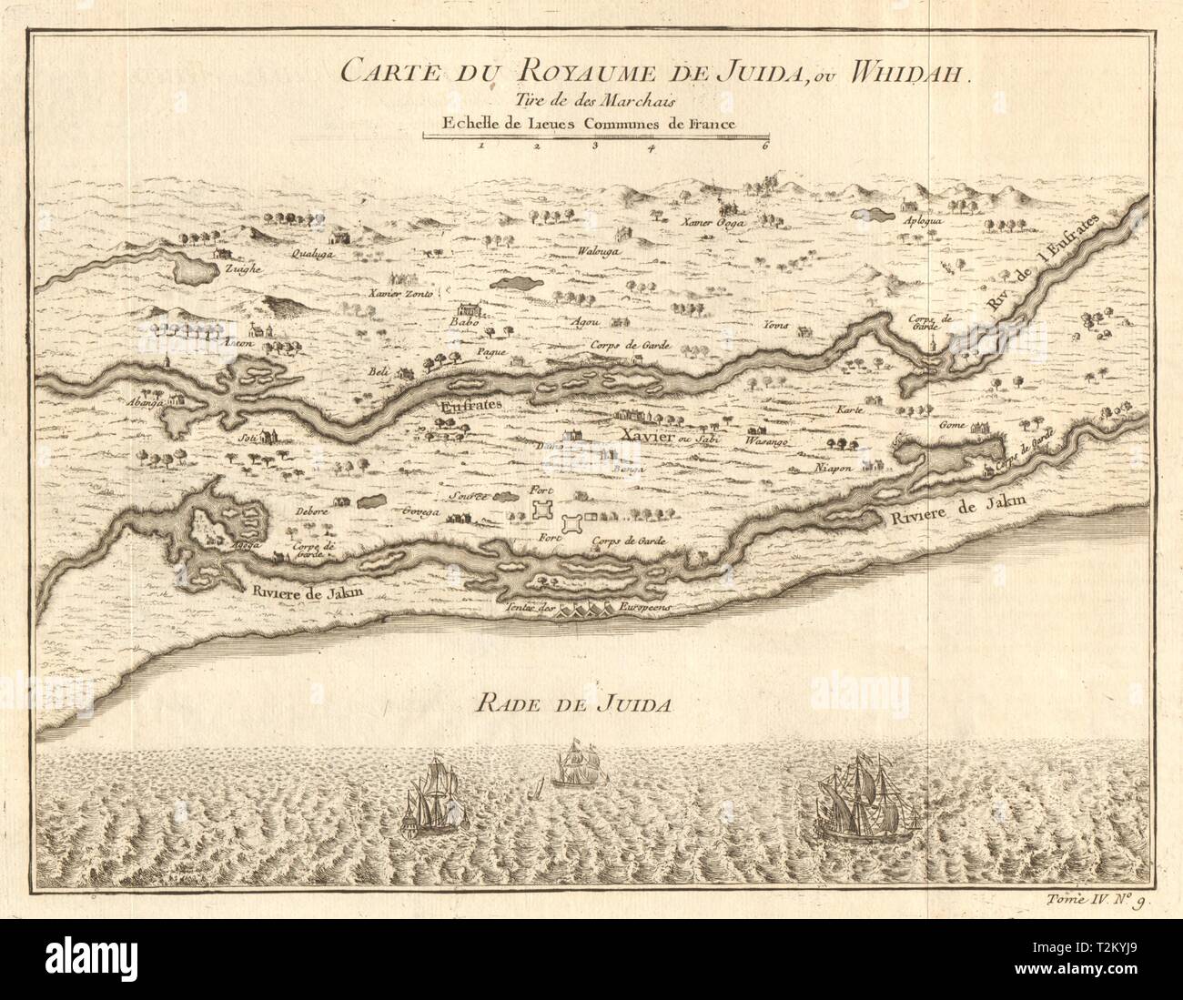'Carte du Royaume de Juida ou Whidah'. Ouidah / Whydah, Benin. BELLIN ...