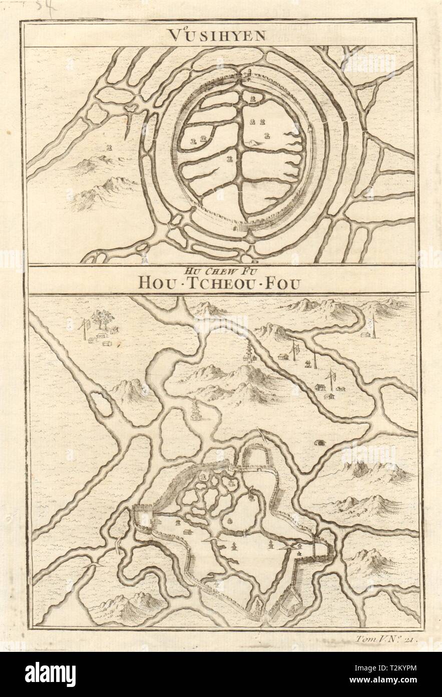 'Vusihyen - Hu-chew-fu…'. Wuxi & Huzhou city walls plans. China. BELLIN ...