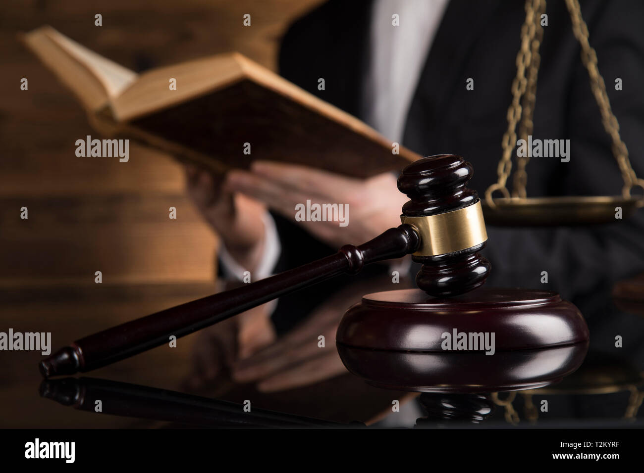 Justice and law concept. Male judge in a courtroom Stock Photo - Alamy
