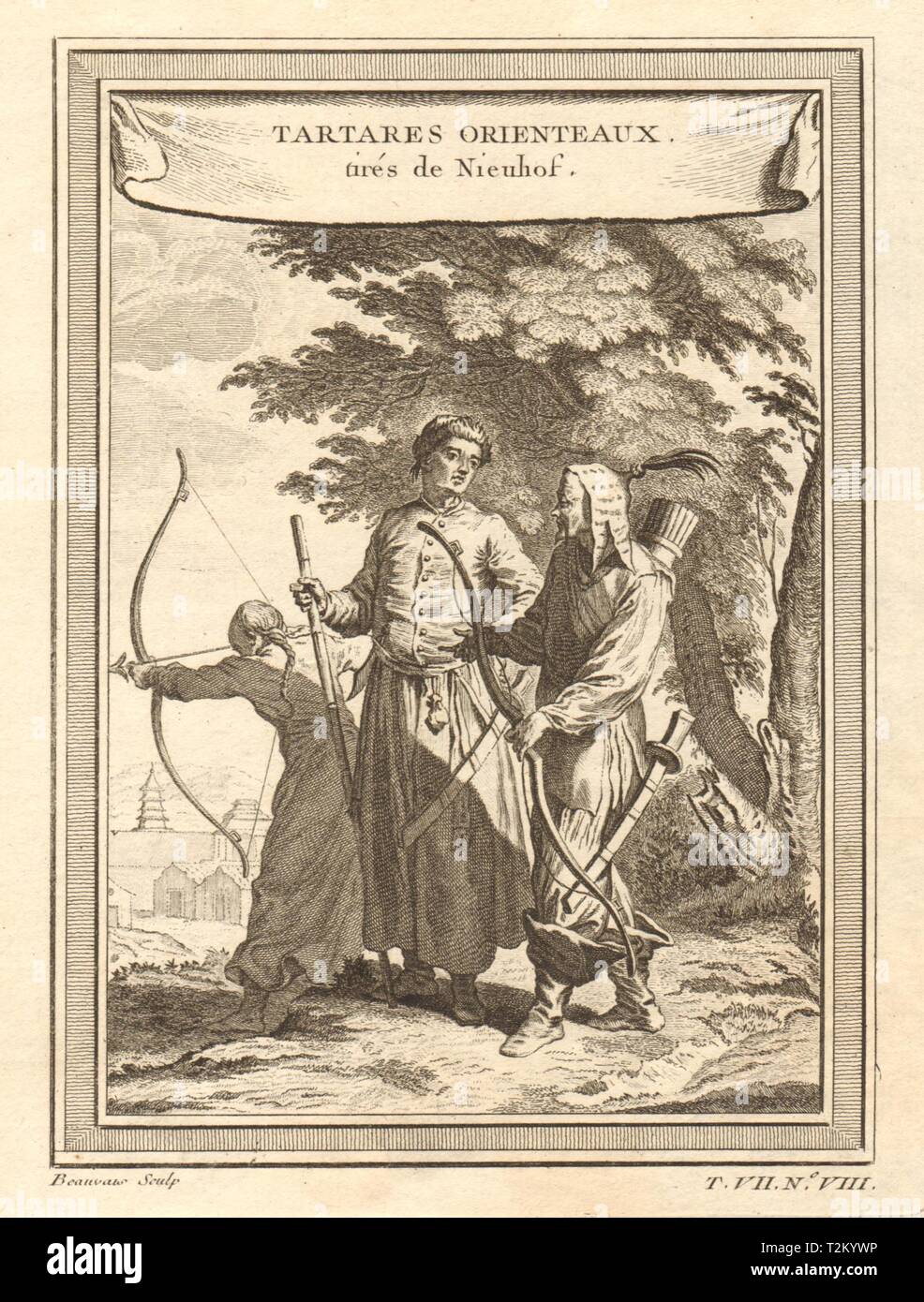 'Tartares Orientaux tirés de Nieuhof'. Chinese Tatars. Archery. China ...