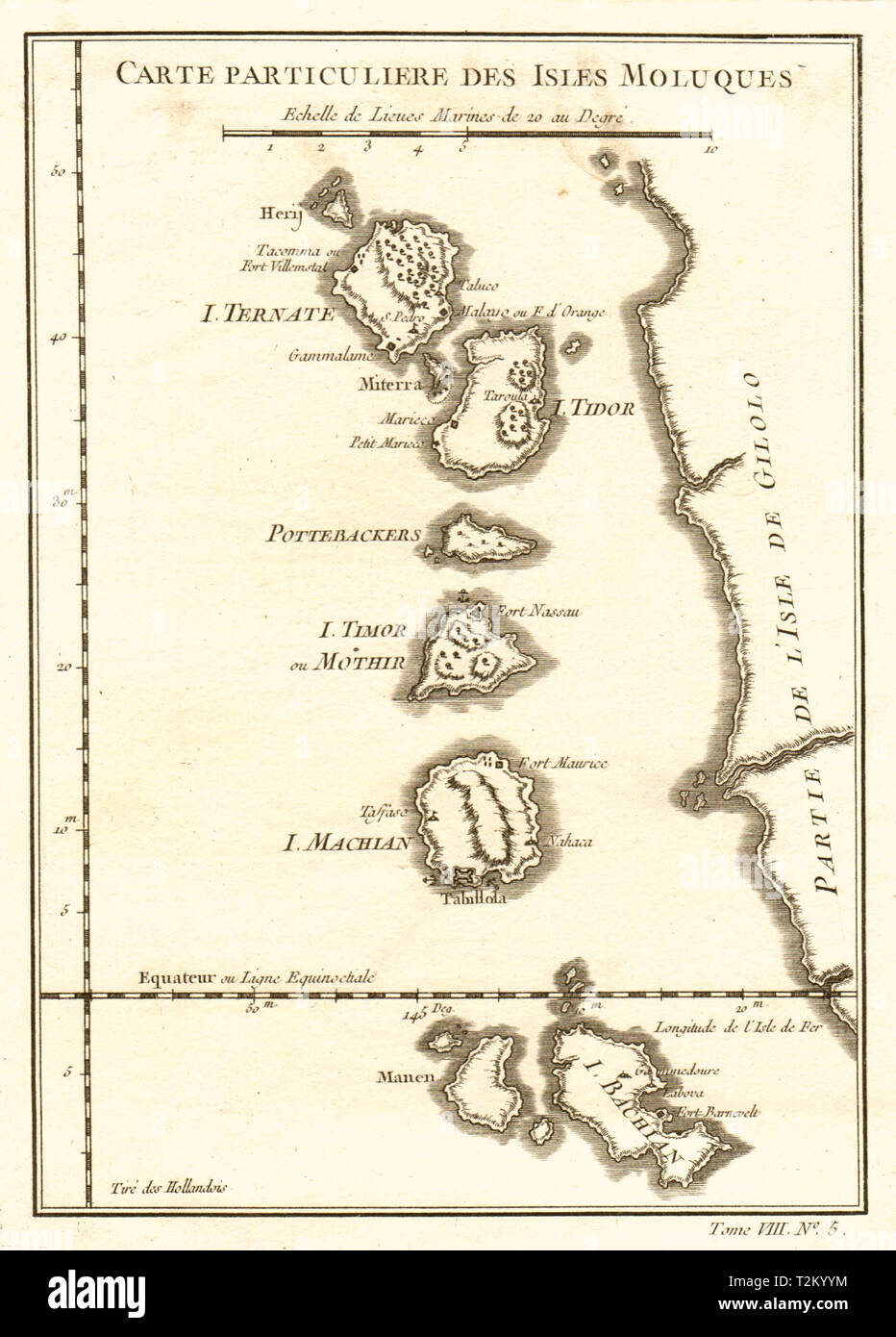 'Carte particulière des Isles Moluques'. Ternate Tidore Bacan. BELLIN ...