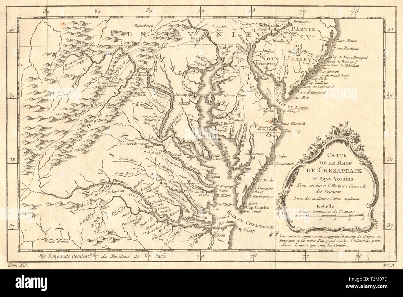 'Carte de la Baye de Chesapeak…' Chesapeake Bay. MD NJ Virginia. BELLIN ...