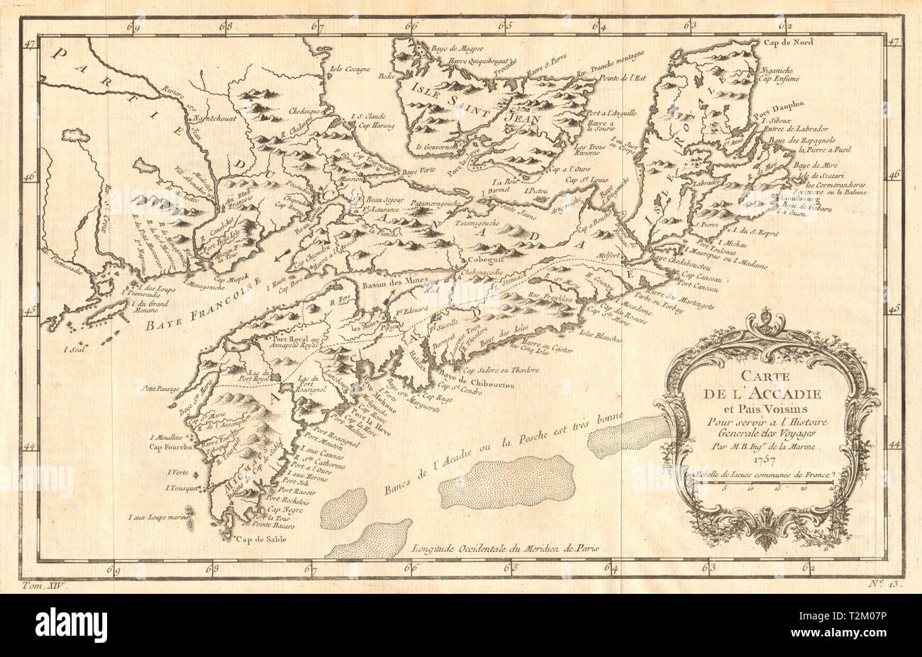 'Plan de l'Accadie et païs voisins'. Acadia. Nova Scotia & PEI. BELLIN ...