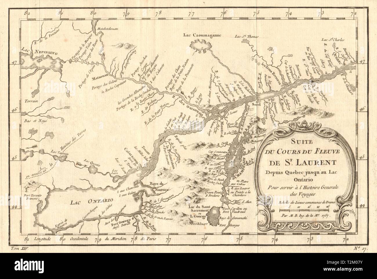 'Suite du cours du fleuve du St Laurent…' St Lawrence River. BELLIN ...