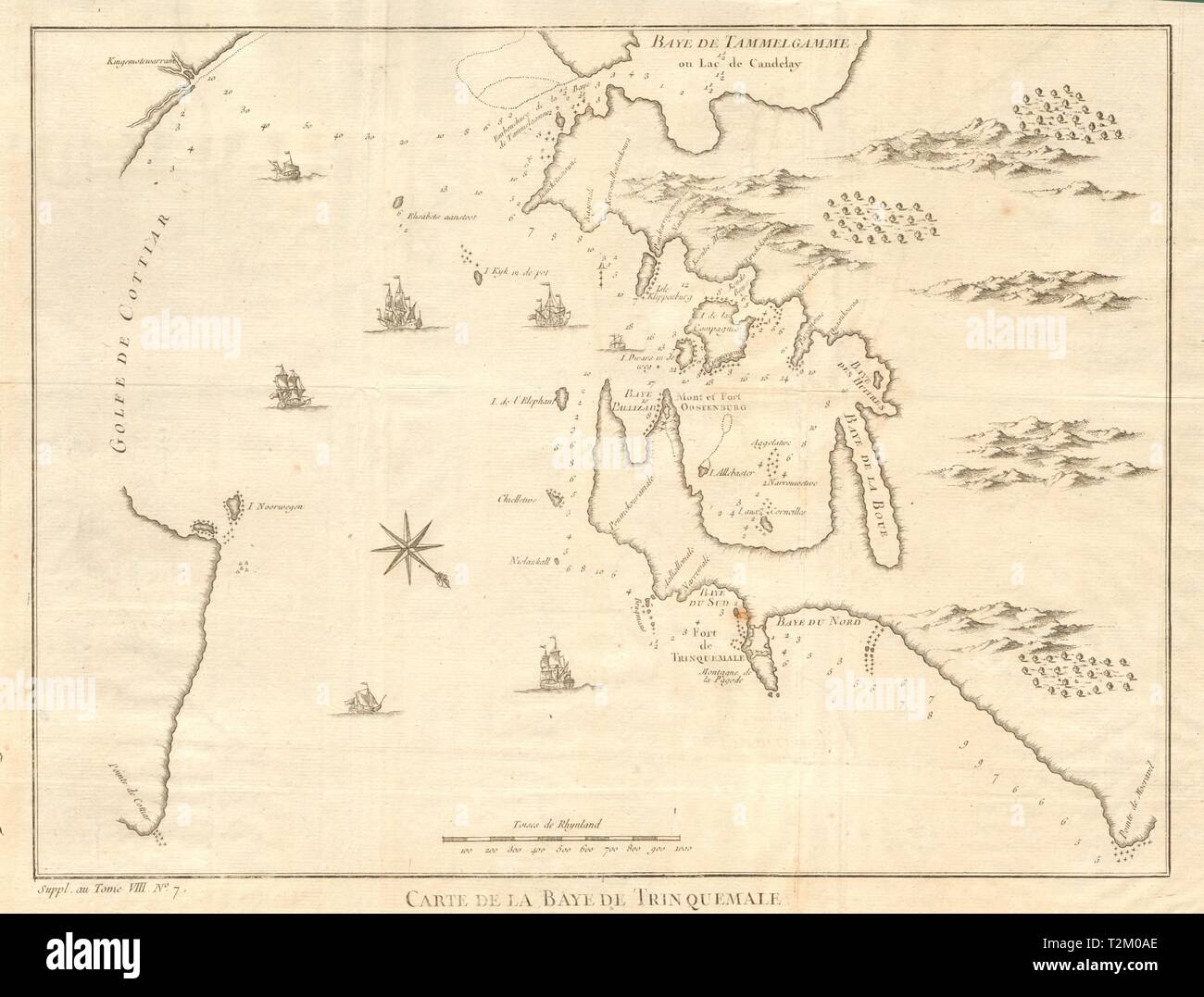 'Carte de la Baye de Trinquemale'. Trincomalee Bay, Sri Lanka. BELLIN ...