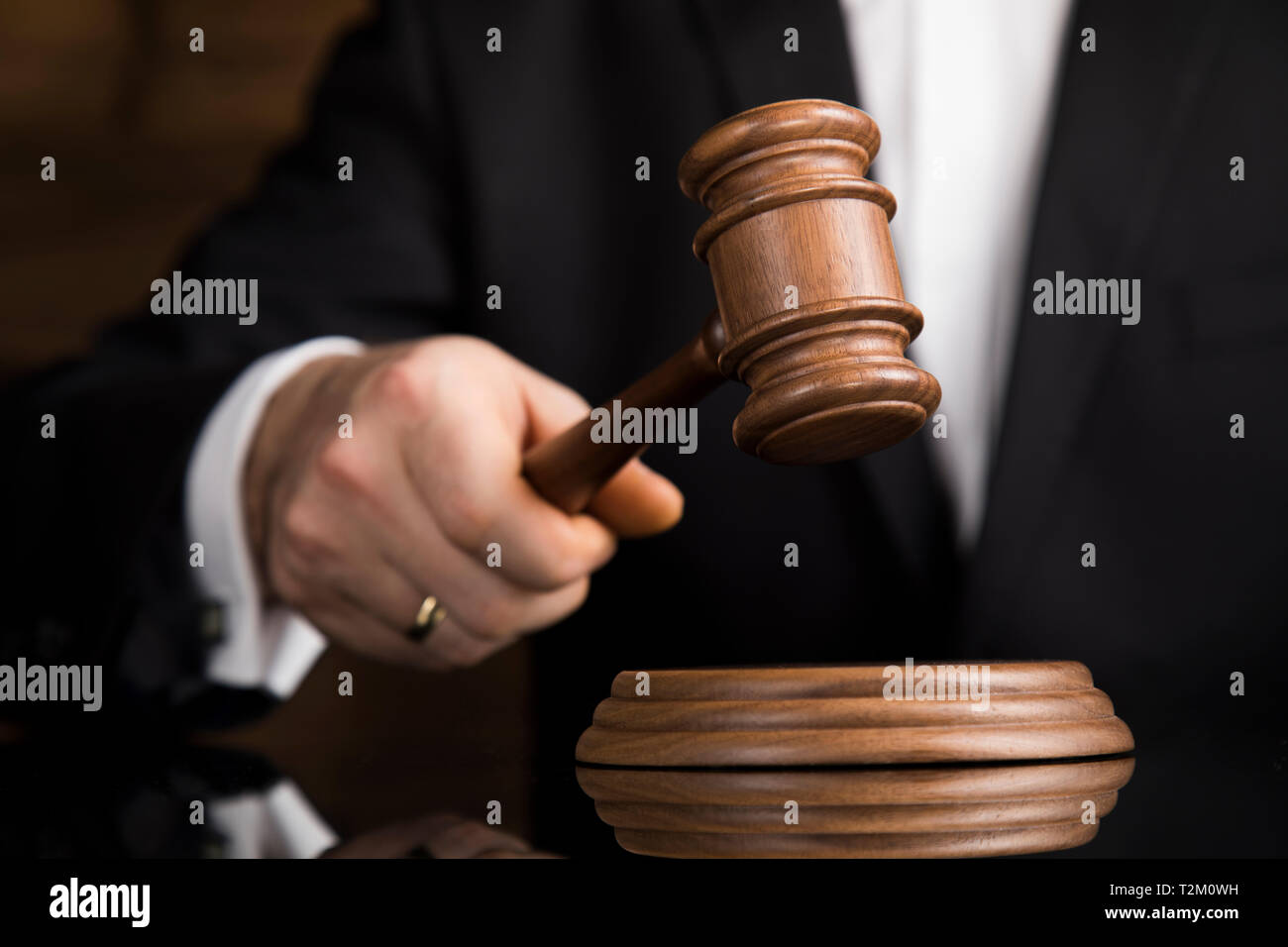 Courtroom, Judge, male judge in black mirror background Stock Photo - Alamy