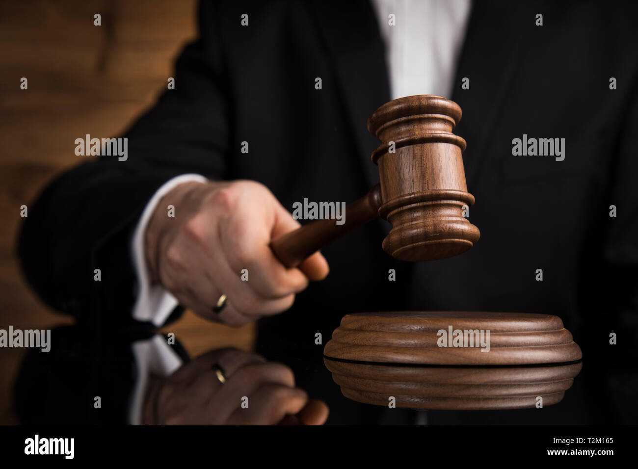 Courtroom, Judge, male judge in black mirror background Stock Photo - Alamy