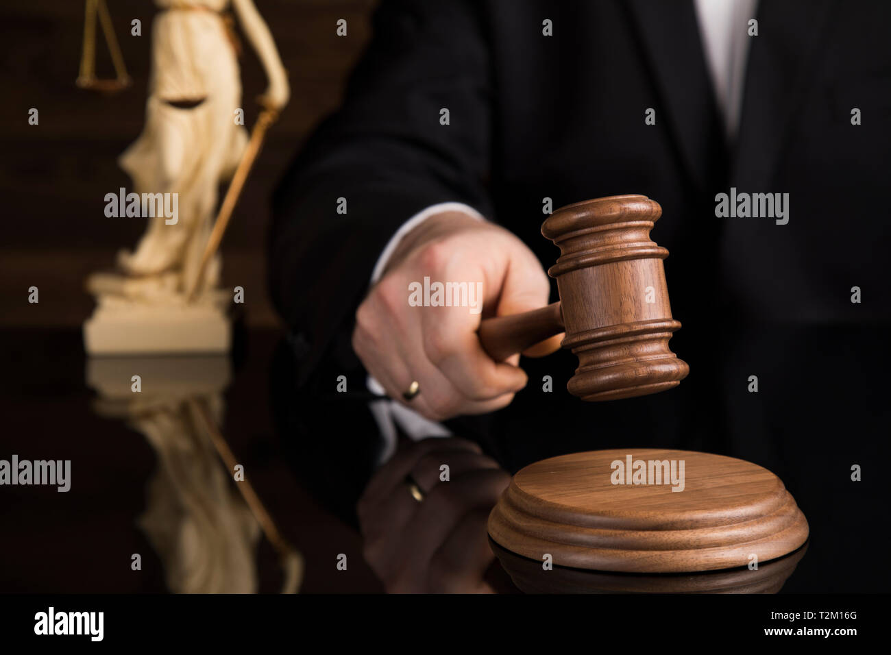 Courtroom, Judge, male judge in black mirror background Stock Photo - Alamy