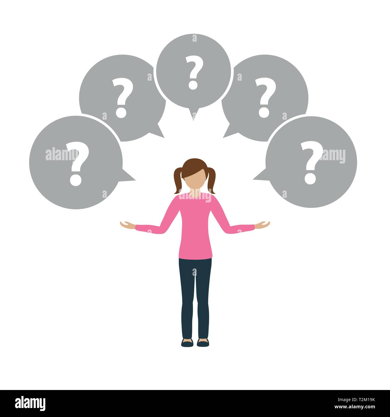 Cartoon girl asking question hi-res stock photography and images - Alamy