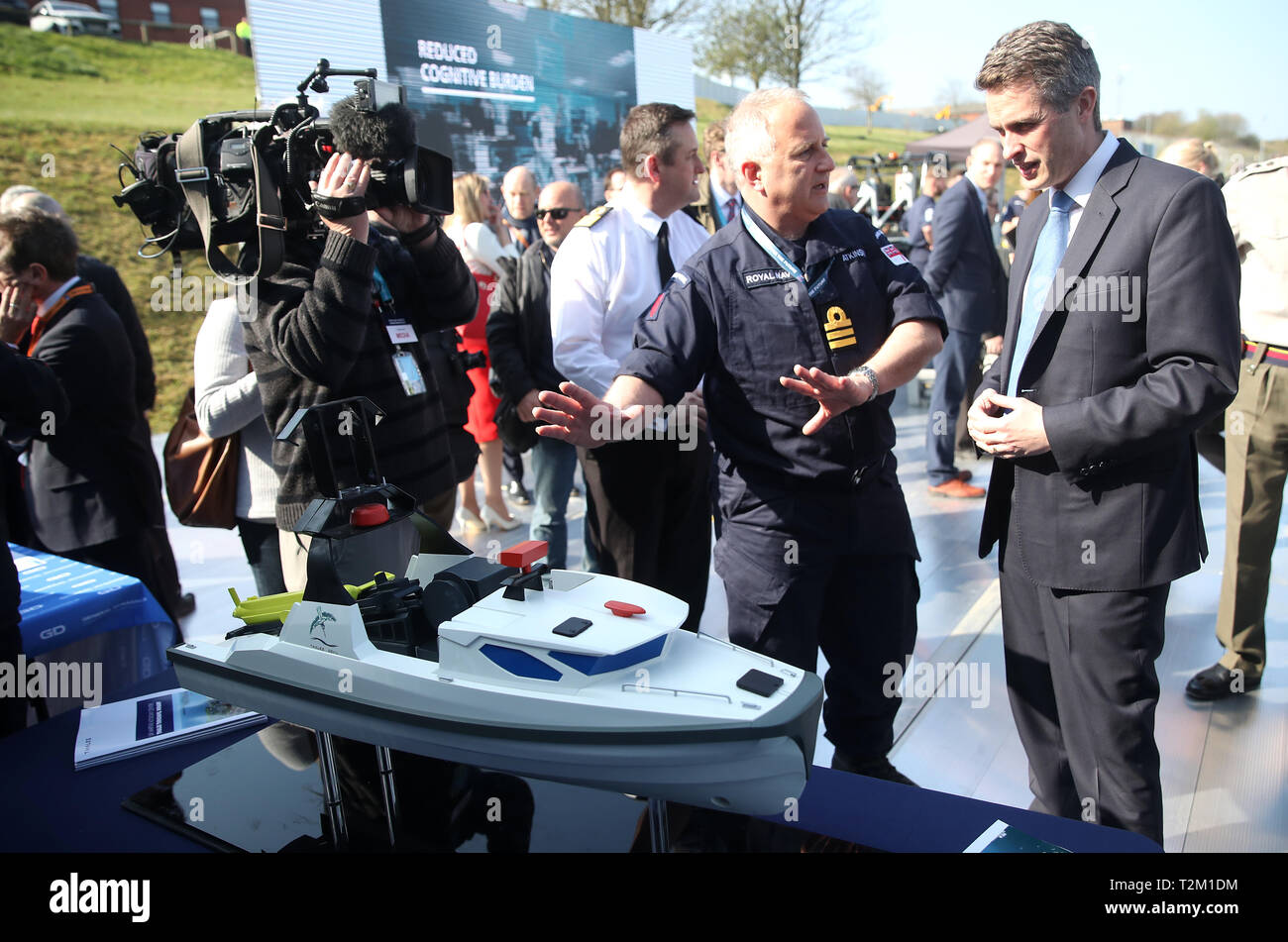 Defence Secretary Gavin Williamson (right) during a visit to the ...